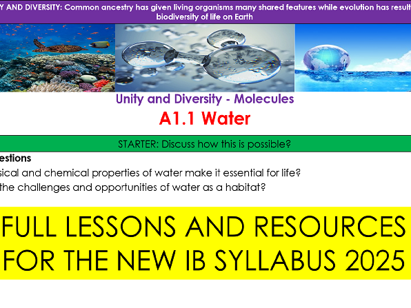IB A1.1 WATER - FULL LESSON FOR NEW IB 2025 | Teaching Resources