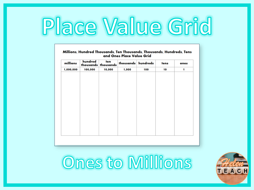 Place Value Grid from Ones to Millions | Teaching Resources