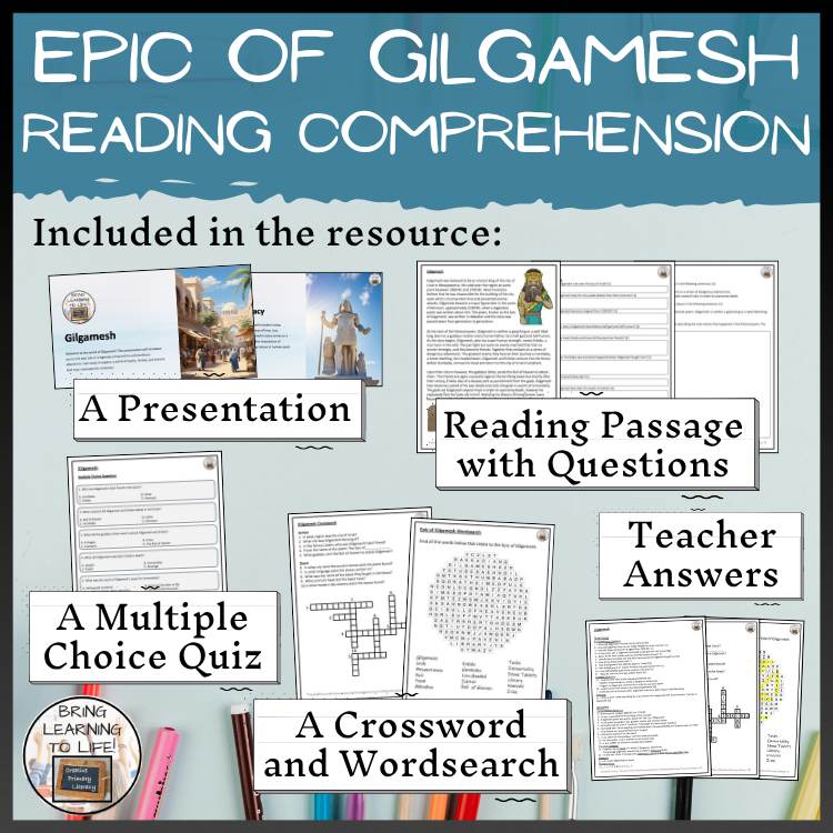 Epic of Gilgamesh Reading Comprehension Activities | Year 5 or Year 6 ...