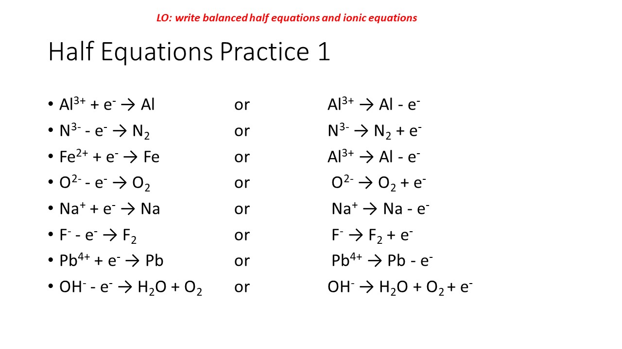 Balancing Full and Half Equations and Empirical Formula from Models ...