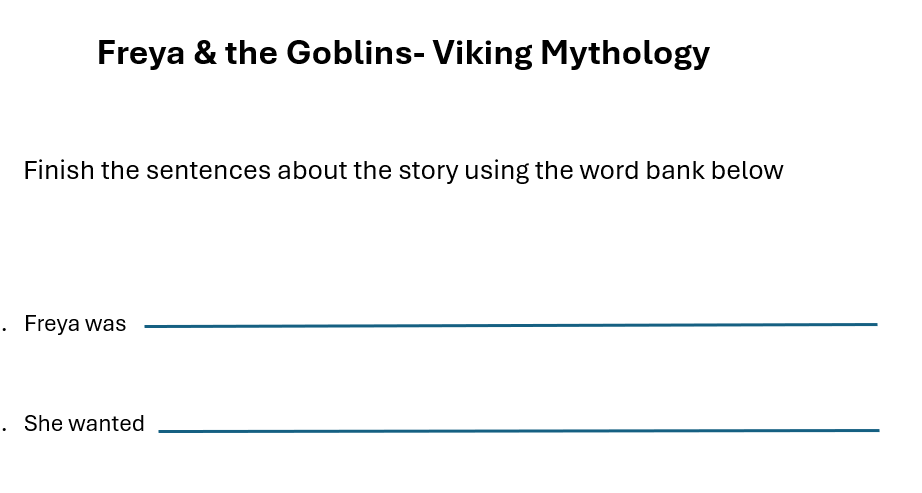 Viking Mythology- Freya & Goblins Comprehension | Teaching Resources