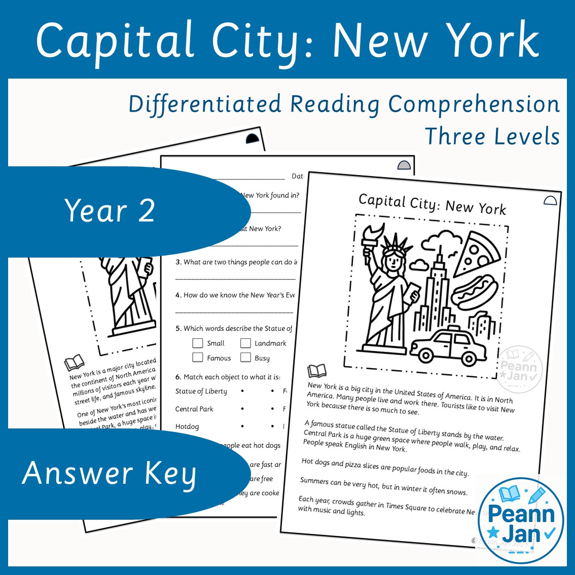 Year 2 Reading Comprehension - Capital City: New York | Teaching Resources