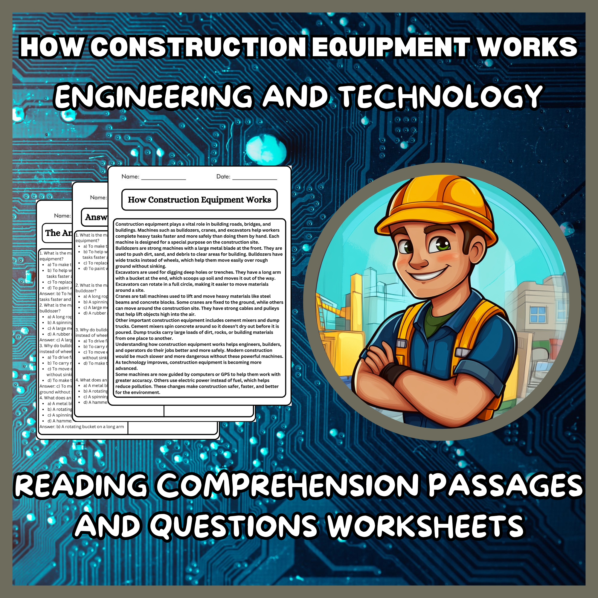 How Construction Equipment Works Reading Comprehension Passages ...