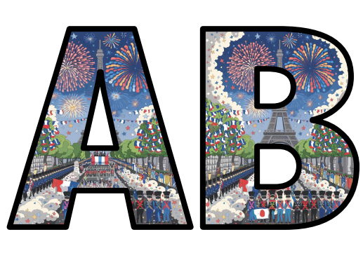 French Eifell Tower Bastile Day Lettering Set Display Title Letters ...