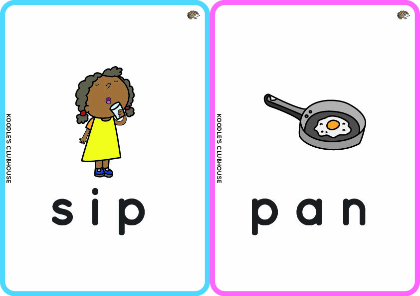 CVC Words Flashcards: s, a, t, p, i , n | Teaching Resources