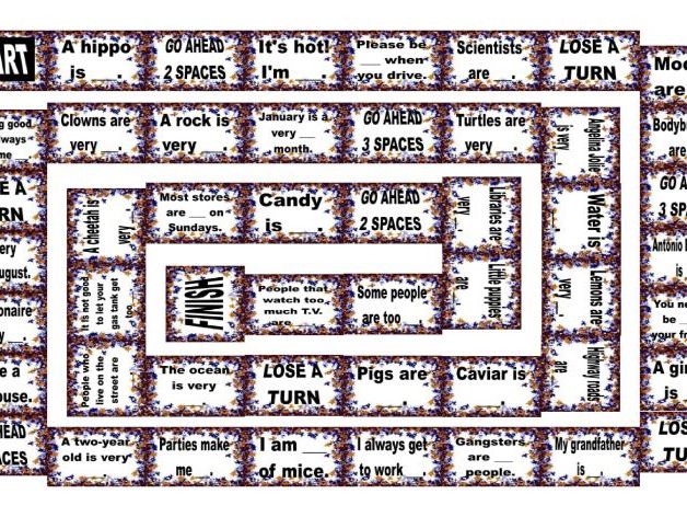 Adjectives Legal Size Text Board Game | Teaching Resources