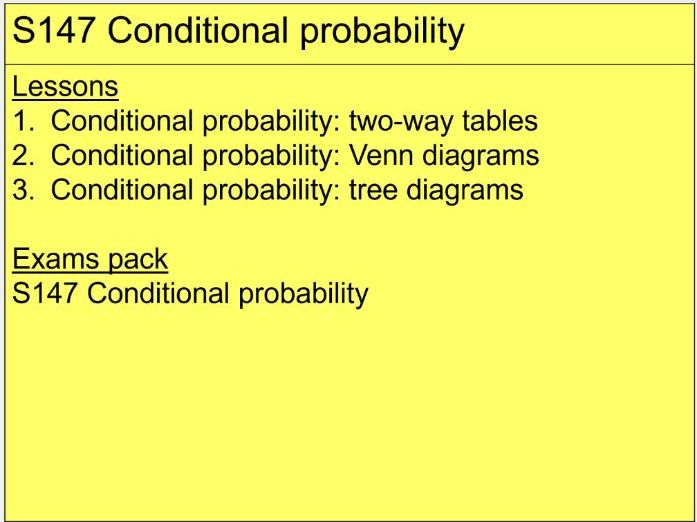S147 Conditional Probability Teaching Resources