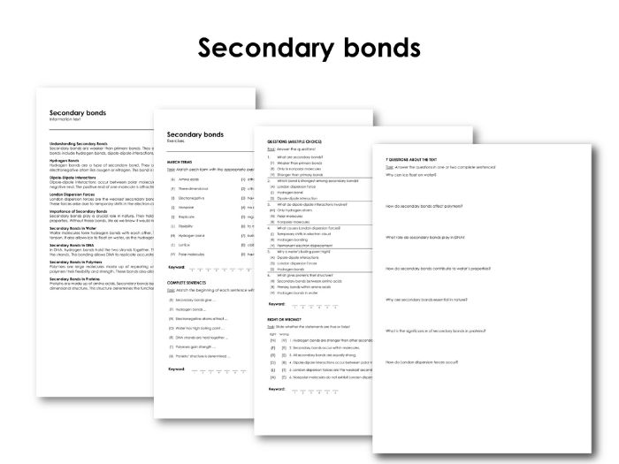 Secondary bonds (Infotext and Exercises) | Teaching Resources