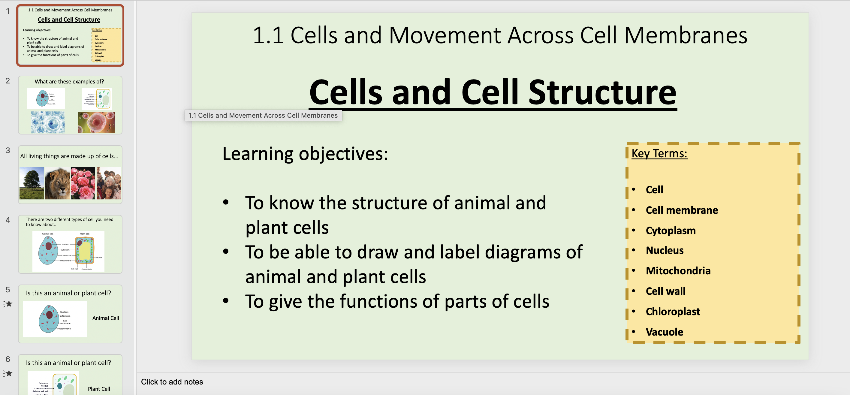 WJEC GCSE Biology Topic 1 (Cells and Movement Across Cell Membranes ...