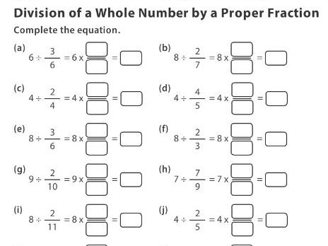 Division of a Whole Number by a Proper Fraction | Teaching Resources