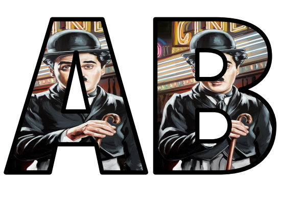Charlie Chaplin Comedy History Cinema Lettering Set Display Title ...