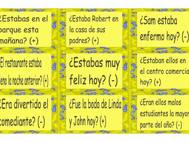 Past Simple with Verbs Estar and Ser Spanish 4 Worksheet-2 Game-1 Exam ...