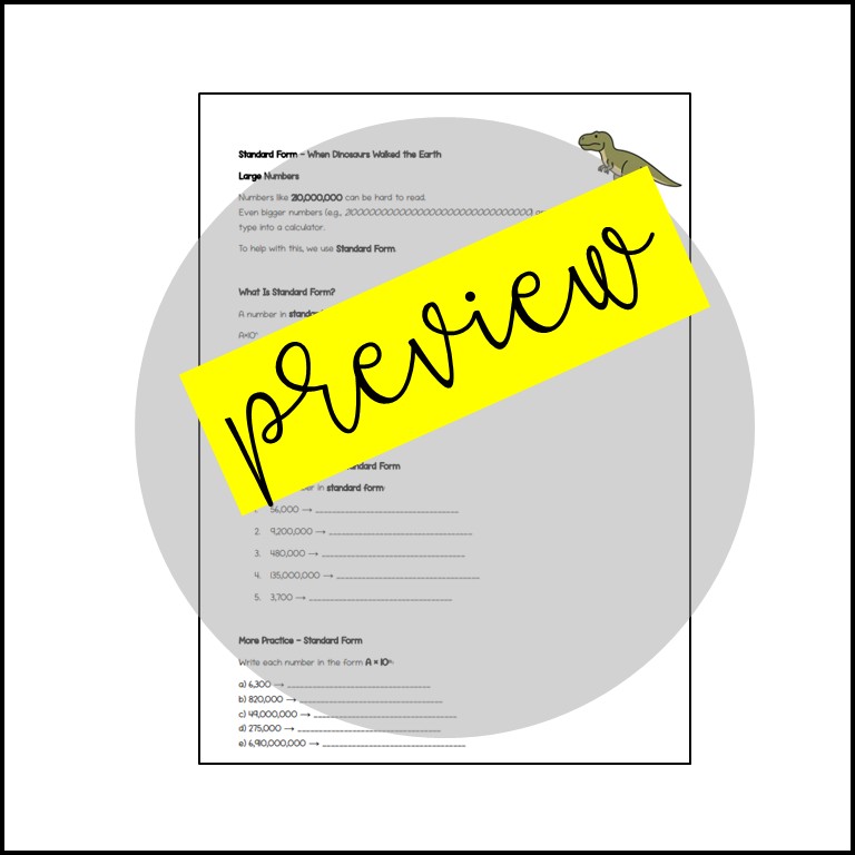 Standard Form Lesson Pack | KS3–GCSE Maths | Scaffolded Worksheets ...