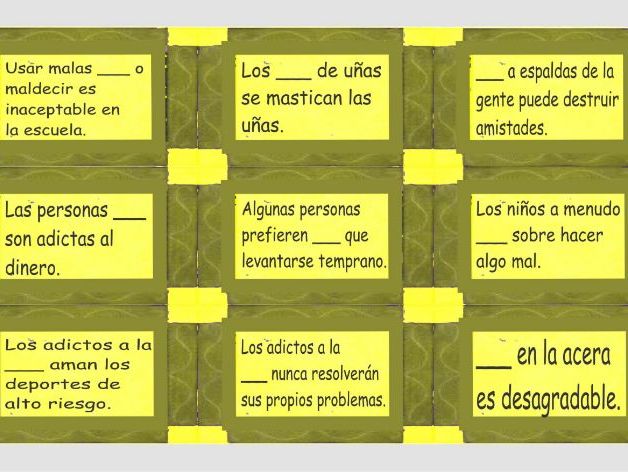 Bad Habits and Addictions Spanish 4 Worksheet-2 Game-1 Exam Bundle ...