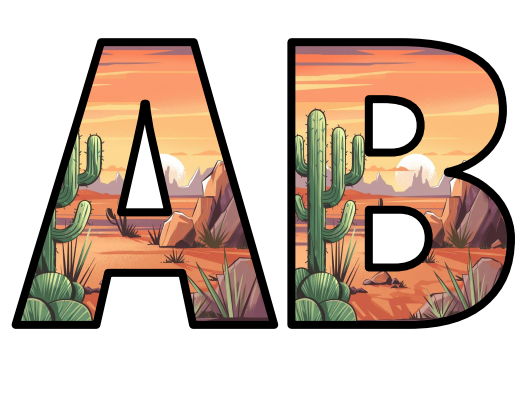 Desert Sun Hot Arid Biomes Lettering Set Display Title Letters Numbers ...