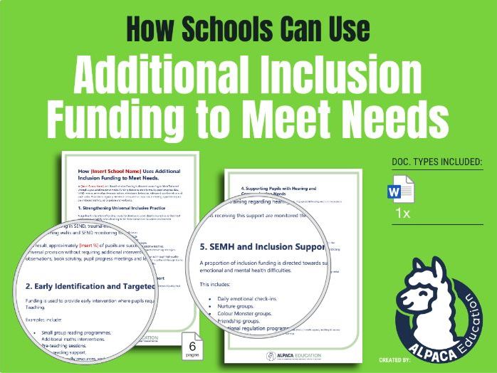 Additional Inclusion Funding: Evidence-Informed Template | Teaching ...