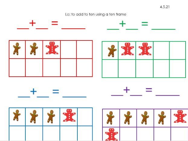 Gingerbread Men Ten Frame Addition | Teaching Resources