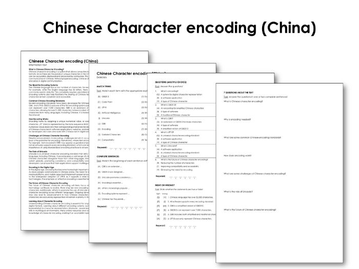 Chinese Character encoding (China) | Teaching Resources