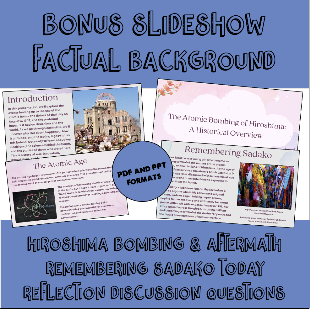 HUGE Resource Bundle - Sadako & the Thousand Paper Cranes - Workbook ...