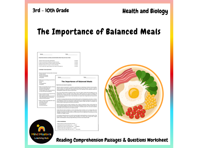 The Importance of Balanced Meals Reading Comprehension Passages ...