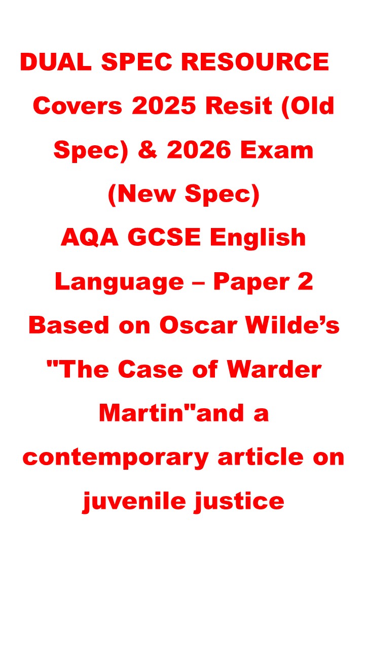 DUAL SPEC - FULL AQA- (RE-SIT & 2026) English Paper 2 + Teacher Answers - WILDE PRISON ...