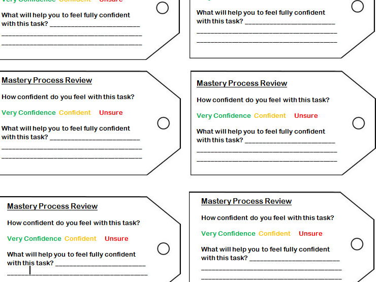 Mastery Process Review - Self Assessment | Teaching Resources
