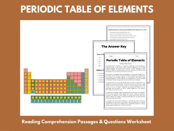 Periodic Table of Elements: Reading Comprehension Passages & Questions ...