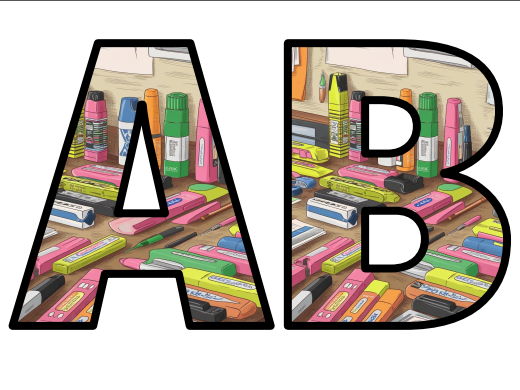 Highlighters Bright Neon Colors Lettering Set Display Title Letters ...