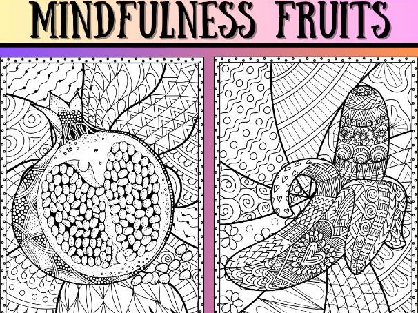 Mindfulness Fruits Coloring Pages | 20 Mandala & Zentangle-Inspired ...