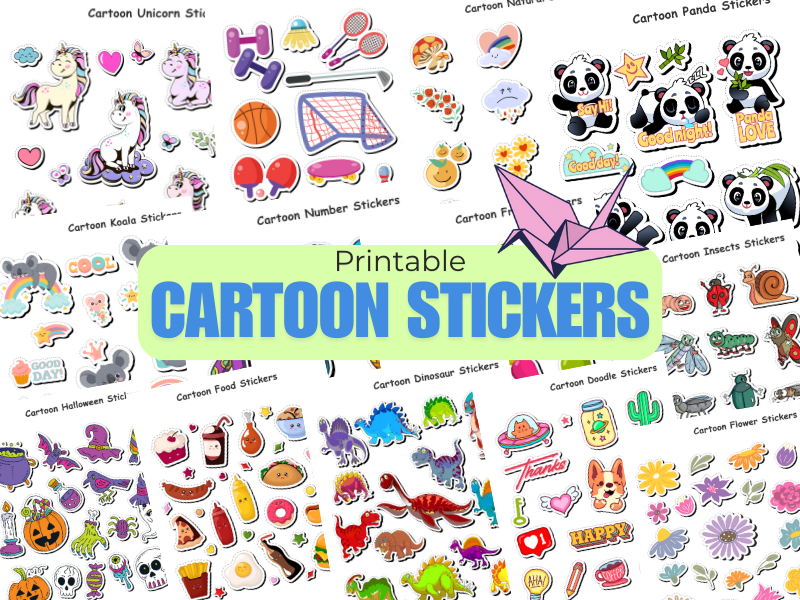 Whimsical Printable Cartoon Stickers – Fun, Cute & Instant Download for ...