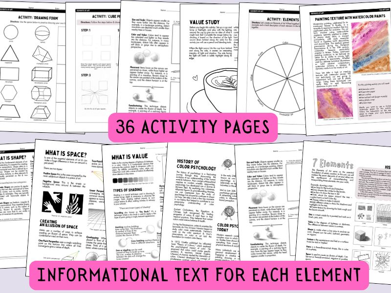 KS3 Art, Elements of Art, Complete Lesson & Worksheet Pack, Color, Line ...