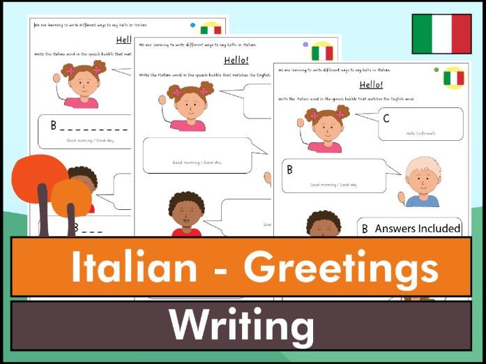 Italian Greetings Worksheet Only - KS1 / KS2 | Teaching Resources