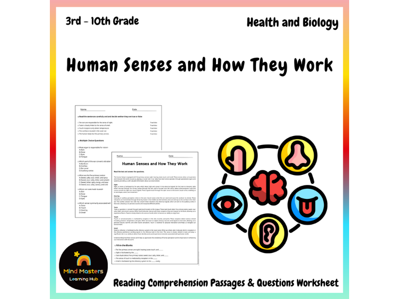 Human Senses and How They Work Reading Comprehension Passages ...