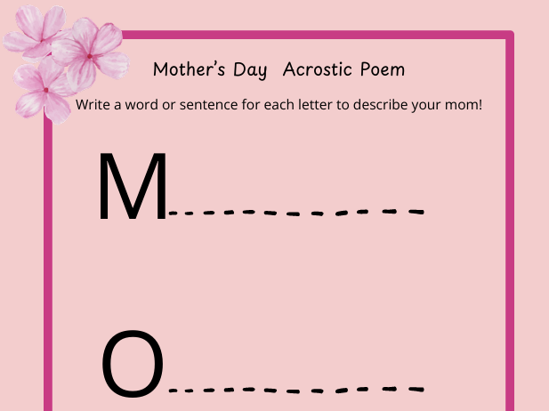 Mother's Day Acrostic Poem Worksheet: Creative Writing & Classroom Fun ...