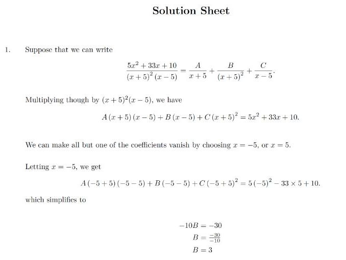 Partial Fraction Questions Teaching Resources