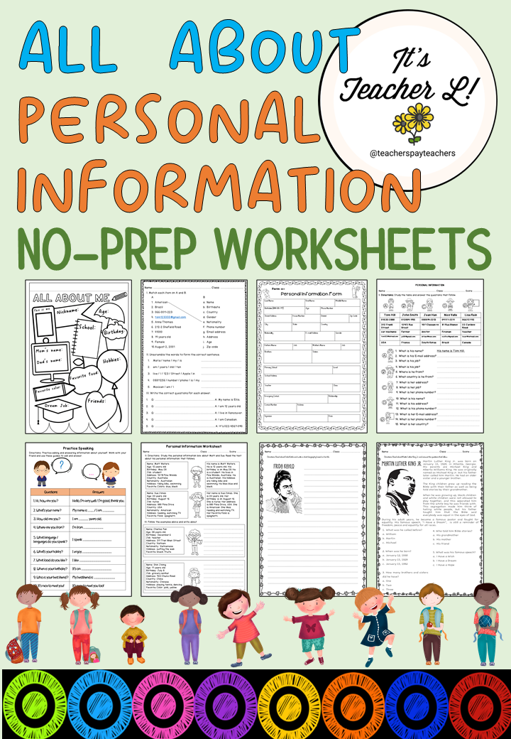 All About Personal Information No-Prep Worksheets | Teaching Resources