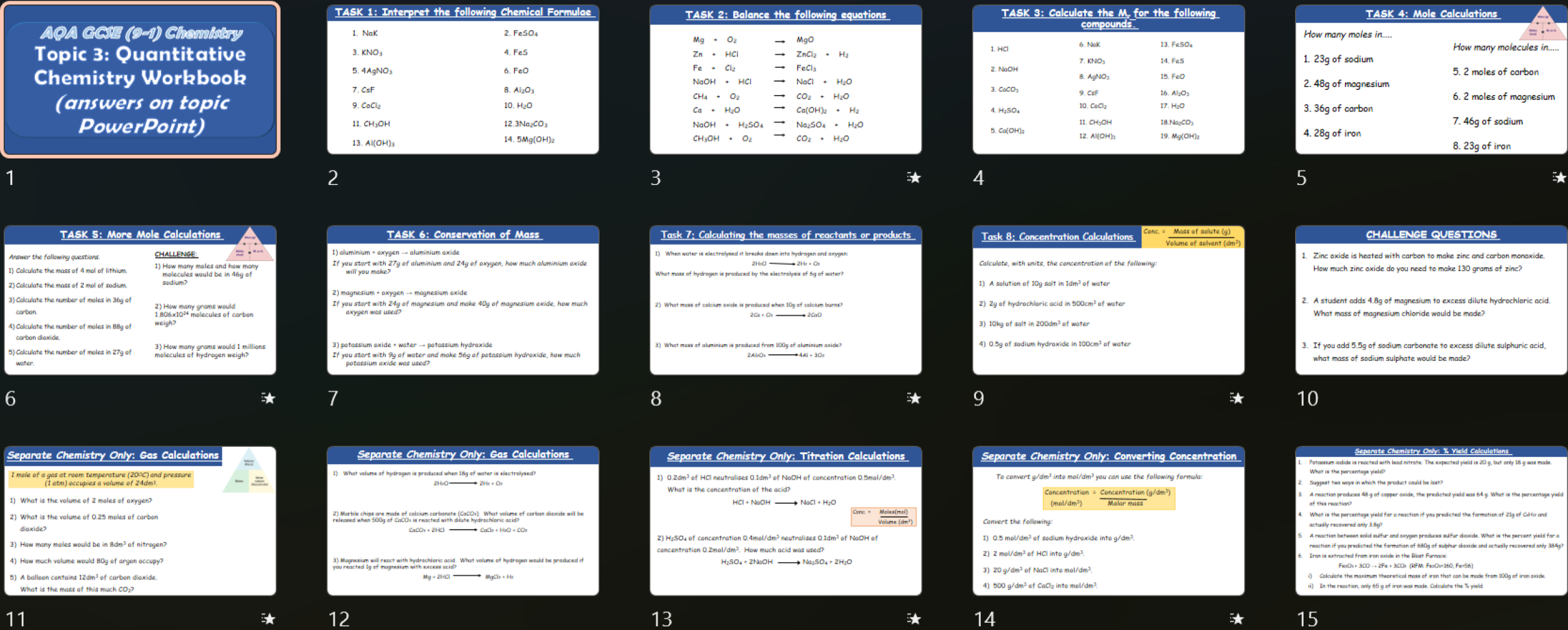 AQA GCSE (9-1) Topic 3 Quantitative Chemistry | Teaching Resources