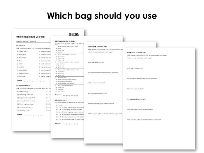 Which bag should you use | Teaching Resources