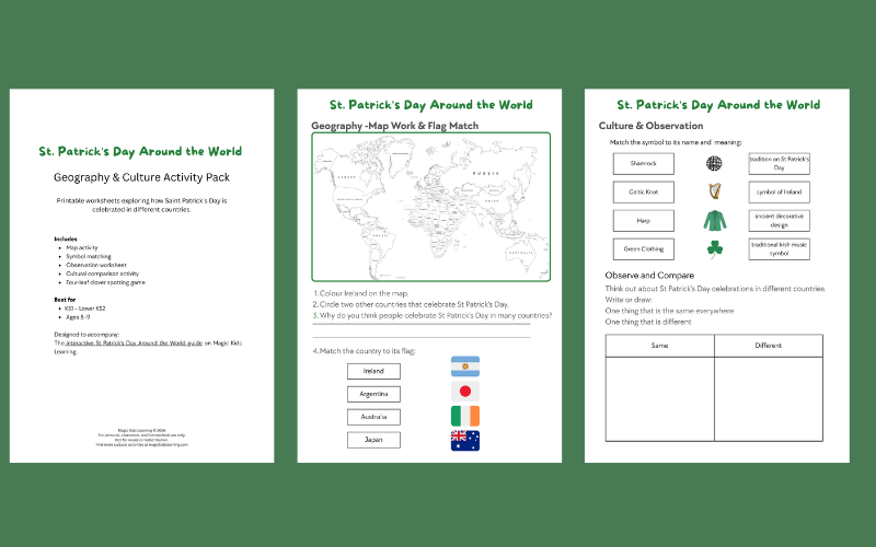 St Patrick’s Day Around the World Worksheets – KS1 Geography & Culture ...