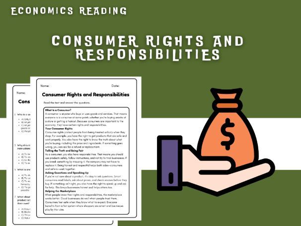Consumer Rights and Responsibilities - Economics Reading Worksheet ...