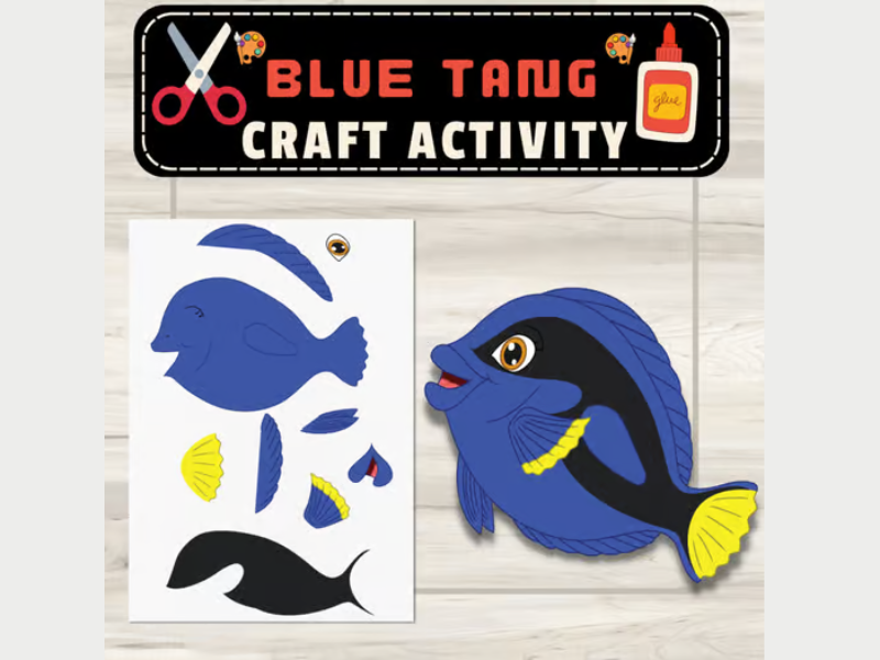 Blue Tang Fish Craft Cut & Paste Activity: Ocean Animal Summer Craft ...