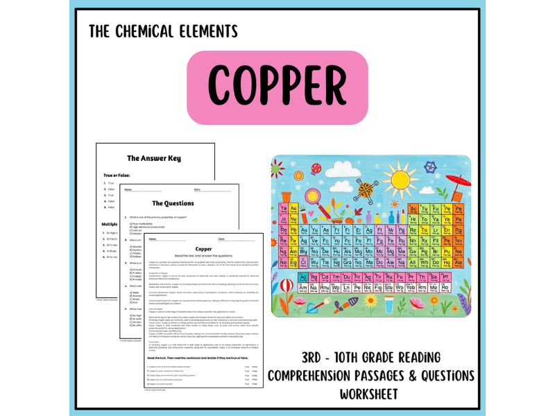 Copper - Reading Comprehension Passages & Questions Worksheets ...
