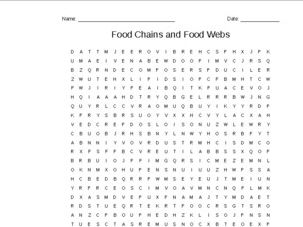 Marine Food Chains and Food Webs Word Search for Aquatic or Marine ...