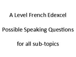 A Level French Edexcel possible speaking questions | Teaching Resources