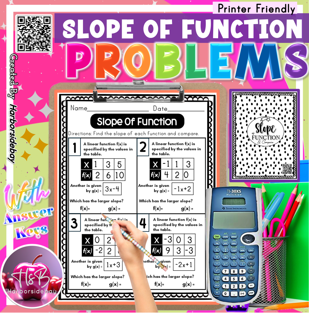 Slope of Function Problems F of X | Problem Solving Worksheets ...