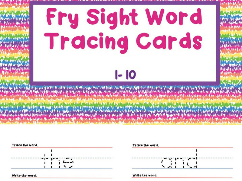 Fry Sight Words Tracing Cards: Words 1-10 | Teaching Resources