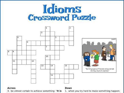 ESL/EFL Idioms Crossword Puzzle-5 (20 idioms) | Teaching Resources