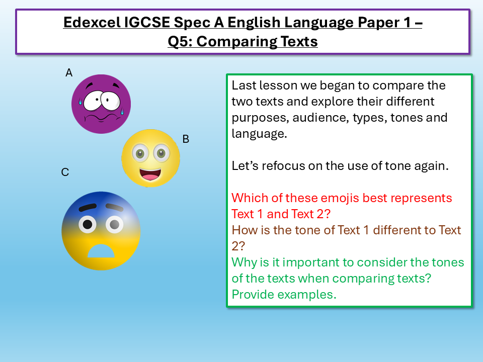 Edexcel IGCSE English Language Spec A Q5 | Teaching Resources