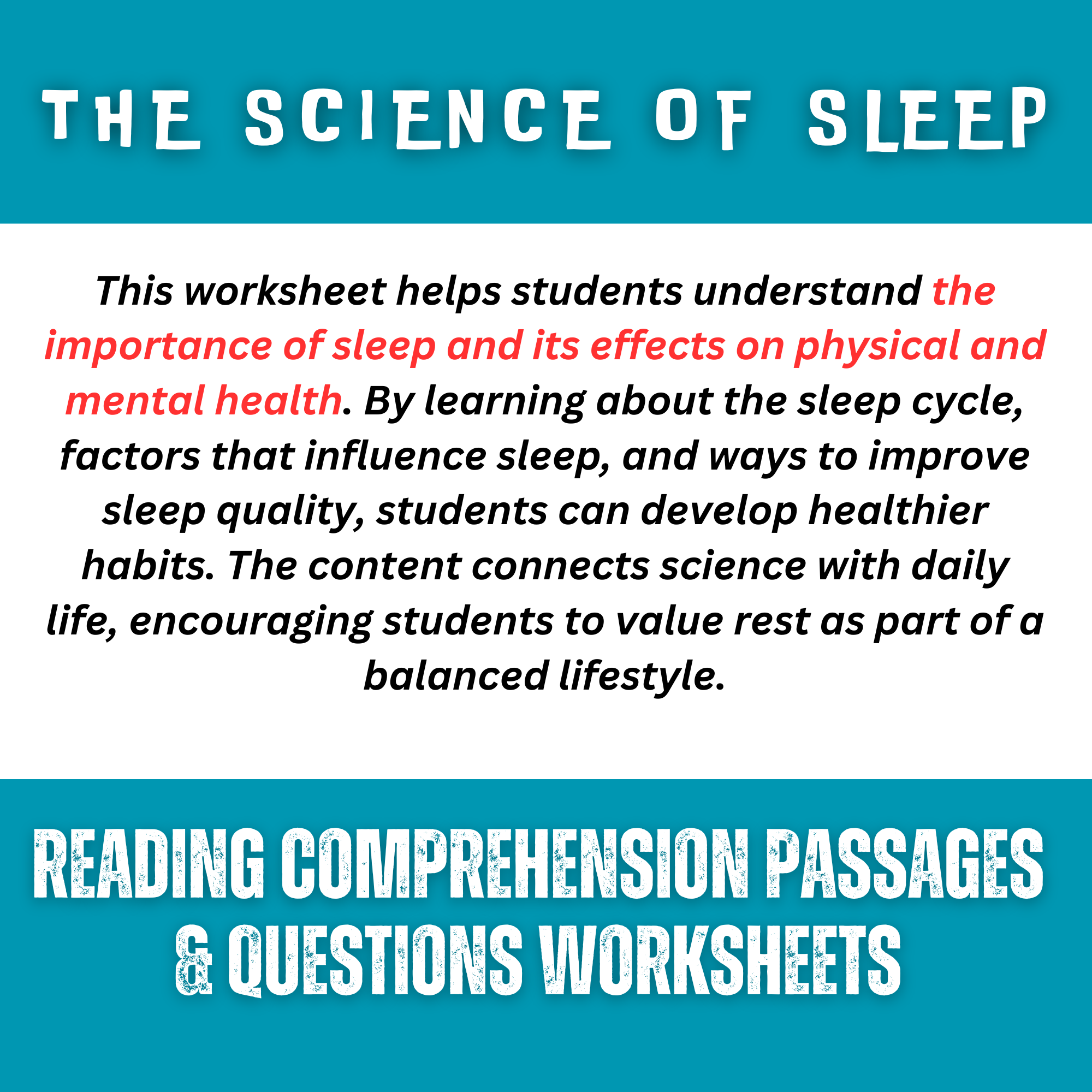 The Science of Sleep - Health Reading Worksheet | Teaching Resources
