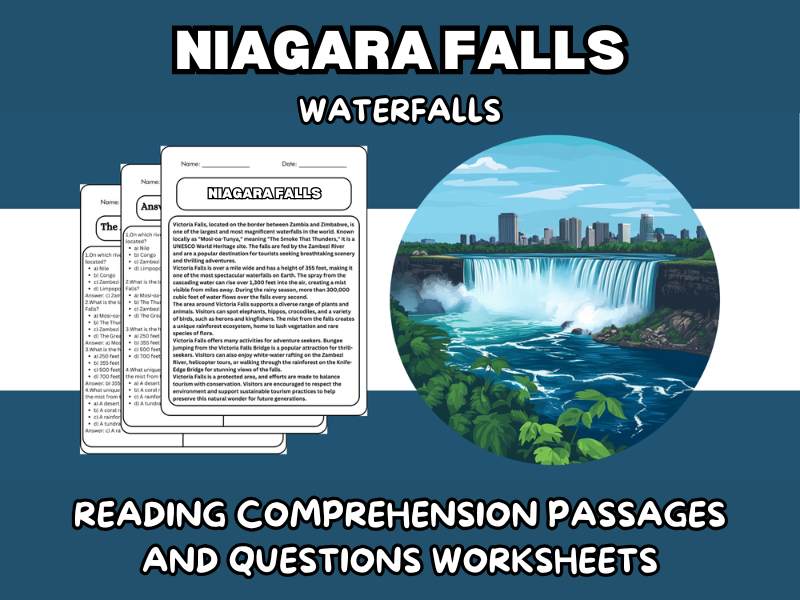 Niagara Falls - Waterfalls Reading Comprehension Passages and Questions ...